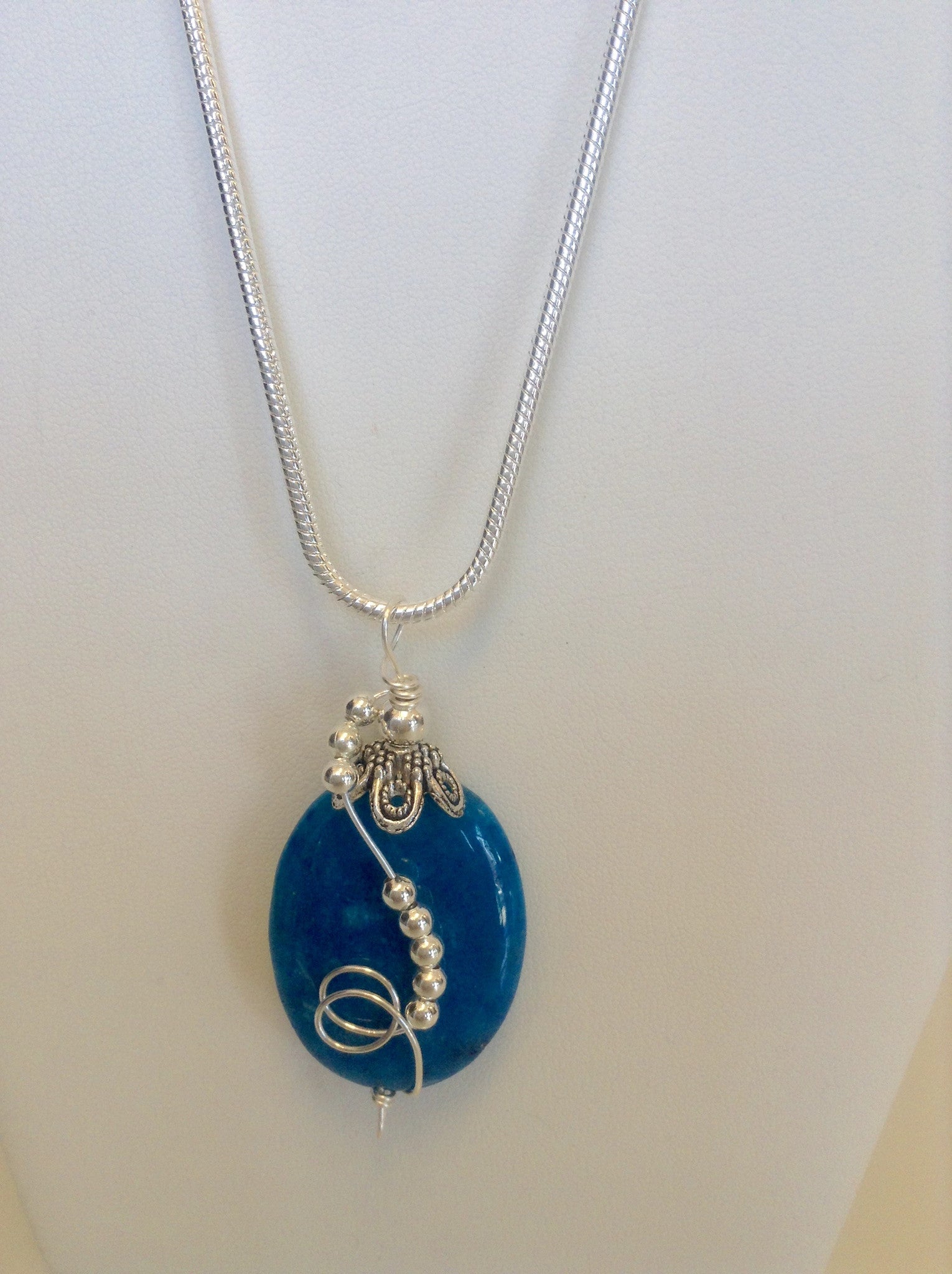 Sterling Silver Wrapped Pendant - Rectangle Snowflake Lapis Stone ...